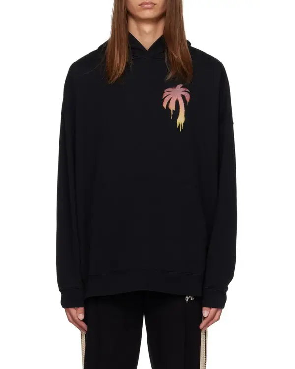 Palm Angels Palm Tree Printed Hoodie - Black