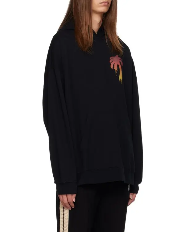 Palm Angels Palm Tree Printed Hoodie - Black
