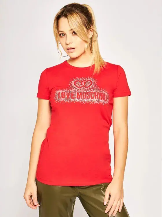 Moschino Diamond Logo T-shirt - Red