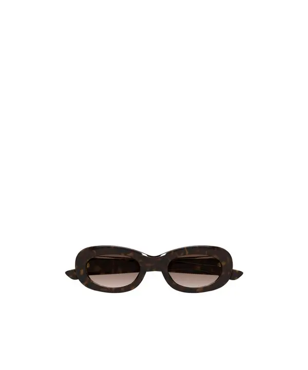 Alexander McQueen Tortoiseshell Oval Frame Sunglasses - Black