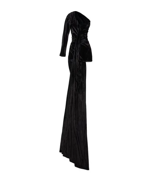 Balenciaga Velvet Asymmetric Draped Dress