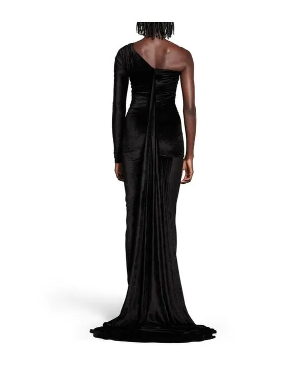 Balenciaga Velvet Asymmetric Draped Dress