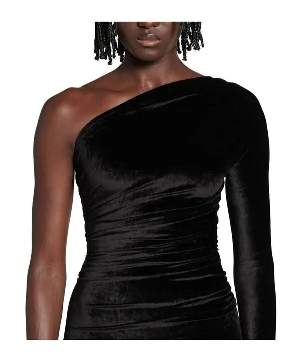 Balenciaga Velvet Asymmetric Draped Dress