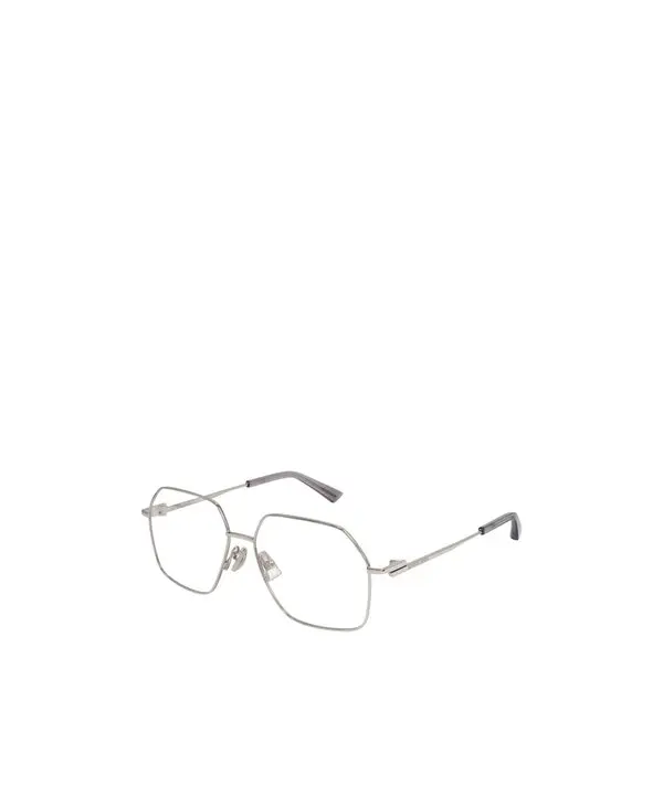 Bottega Veneta Hexagonal Frame Eyeglasses - Shiny Silver