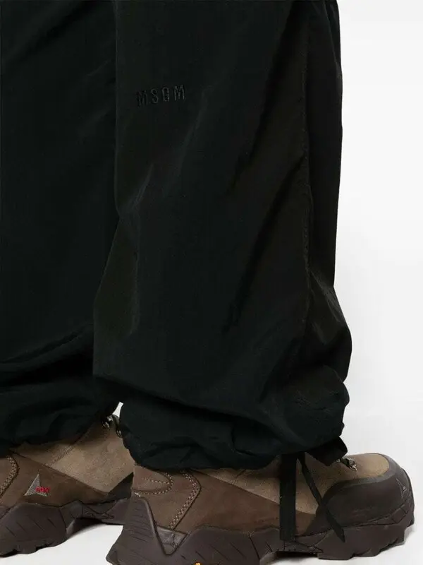 MSGM Straight-leg Ripstop Cargo Trousers With Drawstring Ankles