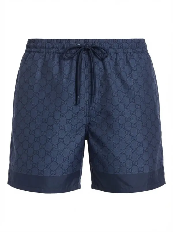 Gucci Allover Gg Print Technical Poplin Swim Shorts - Navy Blue
