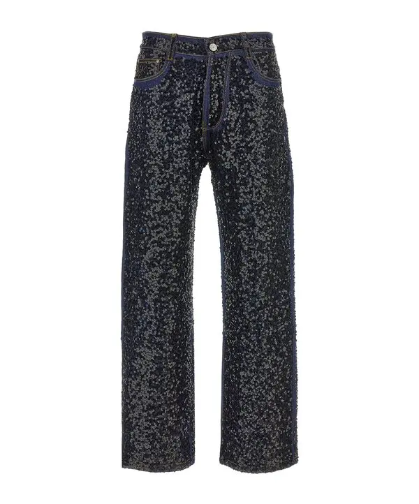 P.a.r.o.s.h Guff Sequin-embellished Straight Jeans - Black