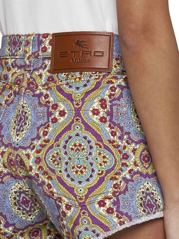 Etro Allover Printed Paisley Shorts