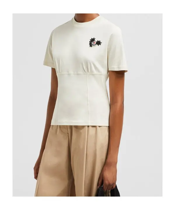Moncler Beaded Floral Detail Crewneck T-shirt