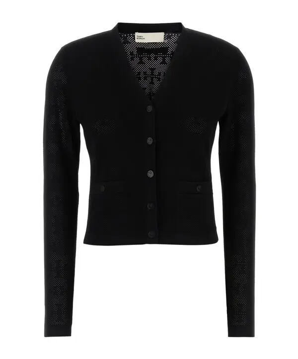 Tory Burch T Monogram Jacquard Cardigan - Black