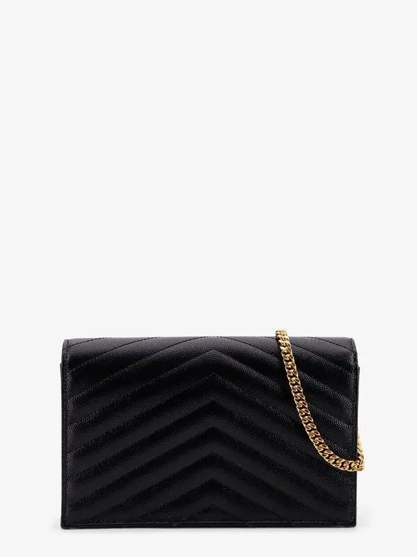 Saint Laurent Cassandre Envelope Chain Wallet - Black