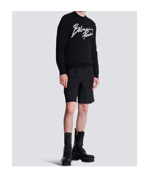Balmain Paris Intarsia Merino Wool Jumper