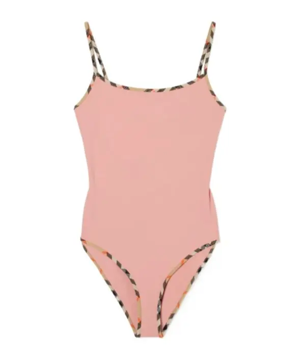 Burberry Check Trim Swimsuit - Pink Begonia