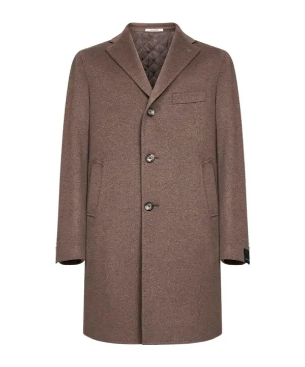 Tagliatore Single Breasted Cashmere Coat - Brown
