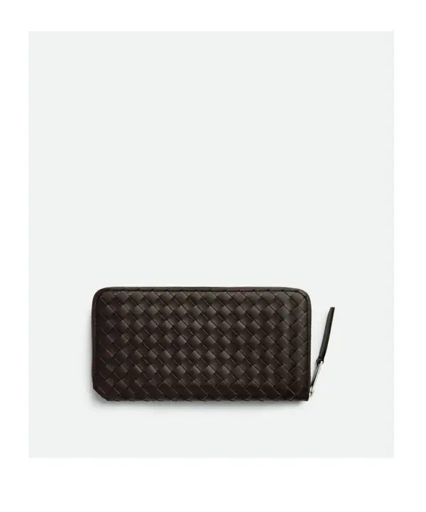 Bottega Veneta Intrecciato Piccolo Zip Around Wallet - Fudge Color