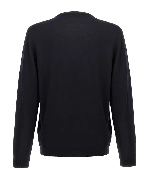 ROBERTO COLLINA Ribbed Round Neck Long Sleeve Pullover - Black