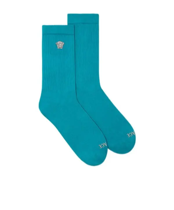 Versace Logo Embroidered Socks - Green