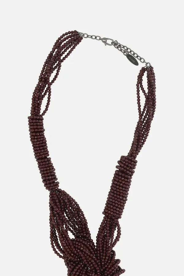 Brunello Cucinelli Beaded Knotted Tassel Necklace