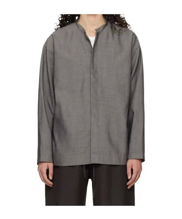Studio Nicholson Karst Mandarin Collar Shirt - Grey