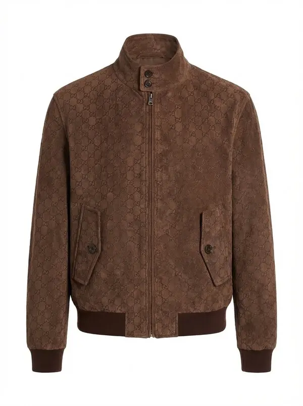 Gucci Embossed Gg Suede Bomber Jacket