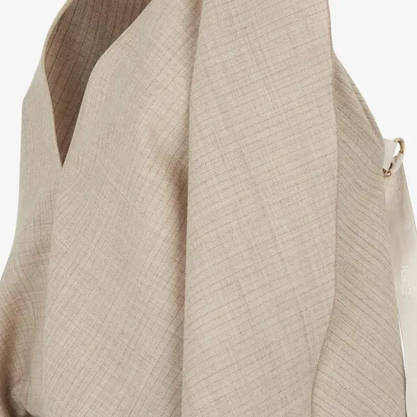 Fendi Draped Cape Detailed Backless Dress In Pin-striped Wool Flannel