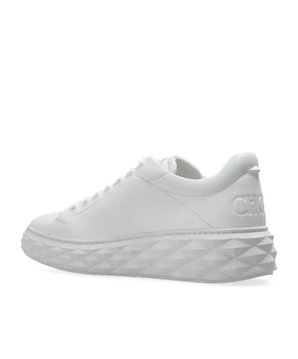 JIMMY CHOO Diamond Maxi Leather Sneakers - White