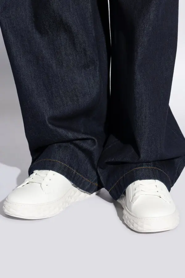 JIMMY CHOO Diamond Maxi Leather Sneakers - White