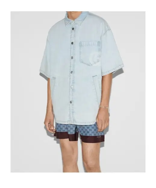 Gucci Lasered Denim Shirt - Light Blue