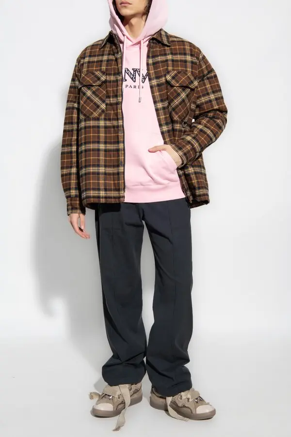 LANVIN Embroidered Logo Drawstring Hoodie