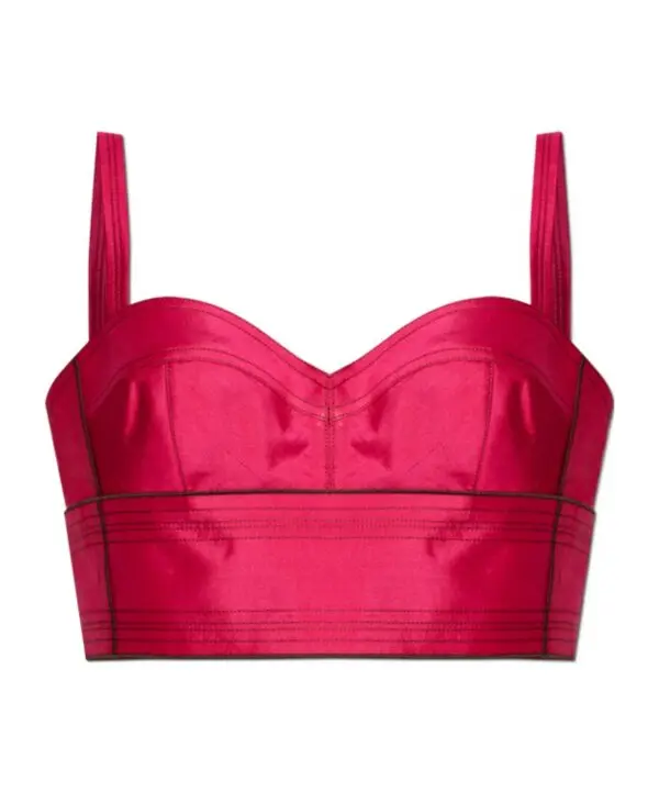 Tory Burch Silk Cropped Top With Cutouts - Red