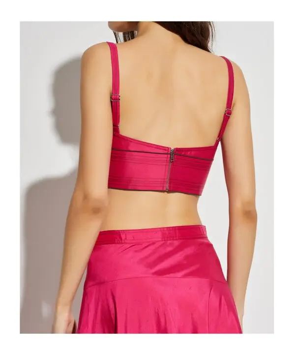 Tory Burch Silk Cropped Top With Cutouts - Red