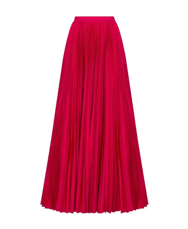 Dior Pleated Maxi Skirt - Red