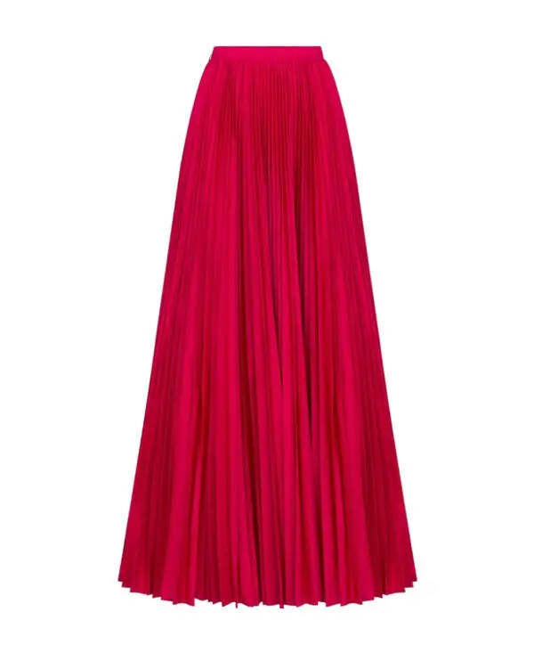 Dior Pleated Maxi Skirt - Red