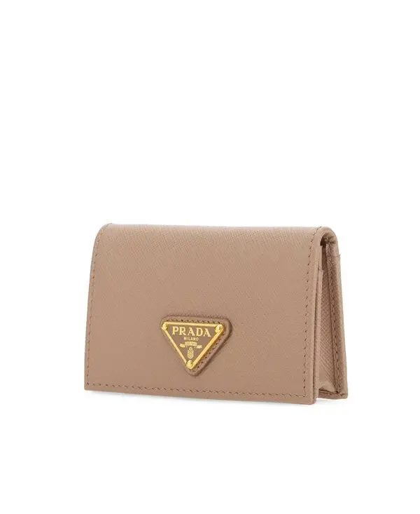 Prada Logo Plaque Fold Over Cardholder