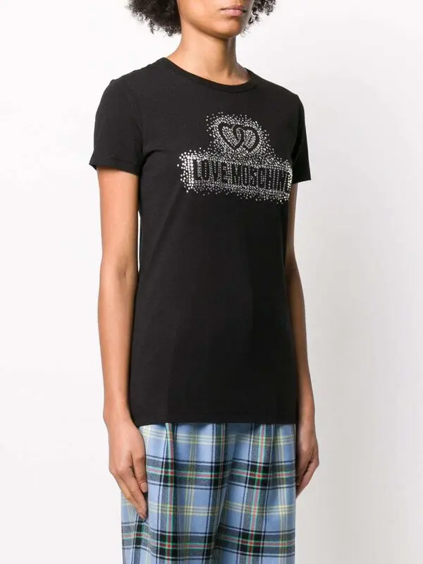 Moschino Rhinestone Logo T-shirt - Black