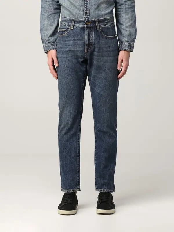 Saint Laurent Cotton Straight Jeans - Blue