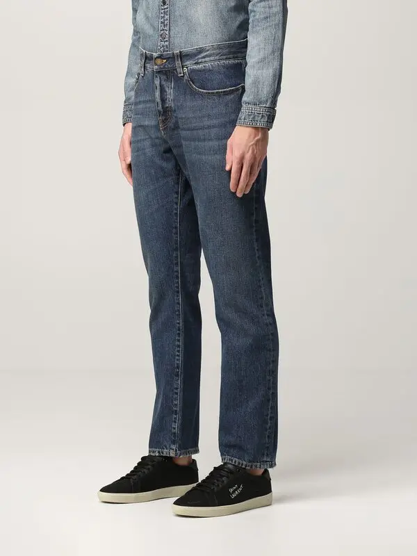 Saint Laurent Cotton Straight Jeans - Blue