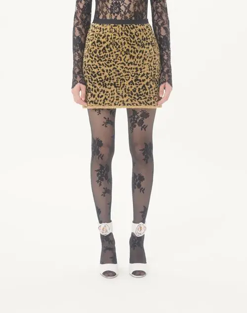 Valentino Garavani Leopard-print Lurex Jacquard Knit Miniskirt