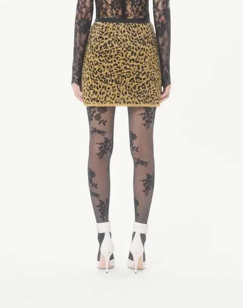 Valentino Garavani Leopard-print Lurex Jacquard Knit Miniskirt