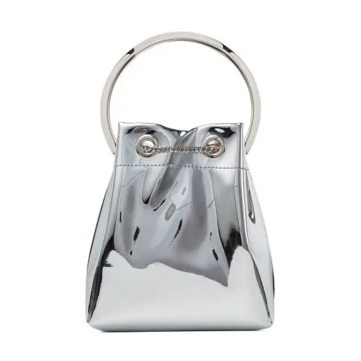 JIMMY CHOO Logo Plaque Tassel Detailed Top Handle Bag - Silver