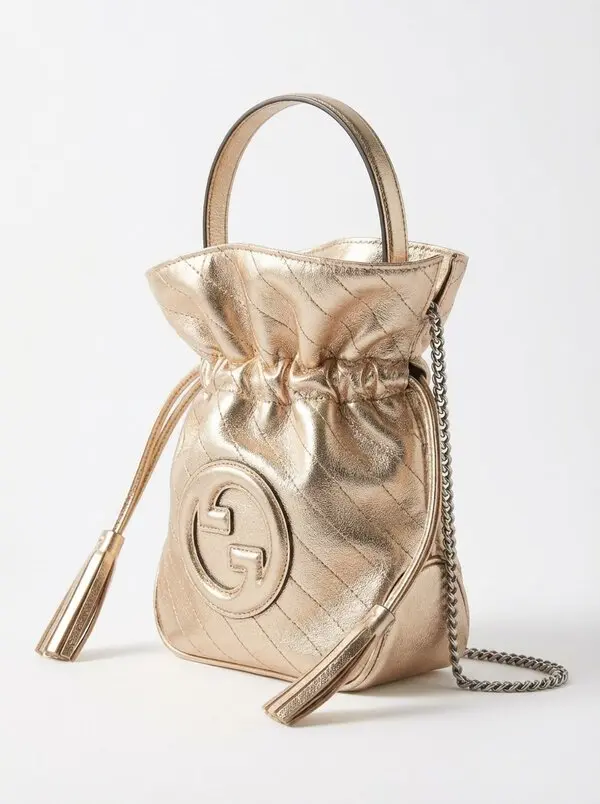 Gucci Quilted Drawstring Shoulder Bag - Golden