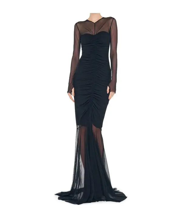 Norma Kamali Shirred Fishtail Gown