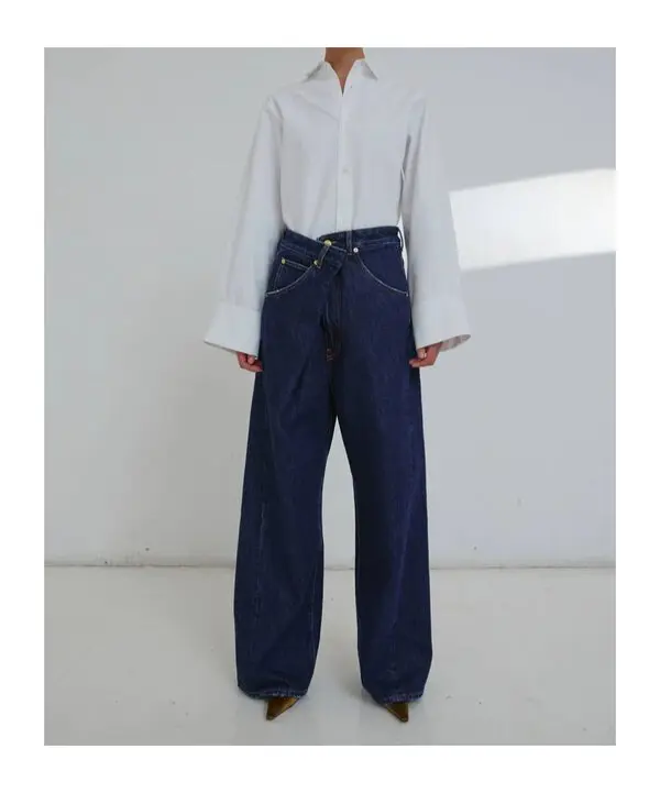 DARKPARK Ines Fold-over Wide-leg Jeans - Blue