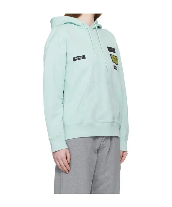 MAISON MARGIELA Logo Patch Hoodie - Light Turquoise