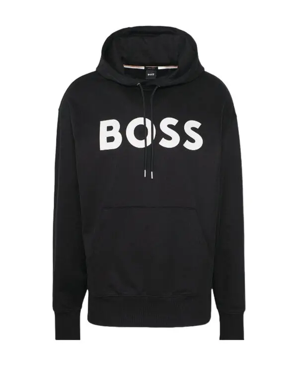 Hugo Boss Logo Print Drawstring Hoodie - Black