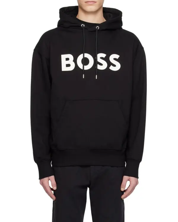 Hugo Boss Logo Print Drawstring Hoodie - Black