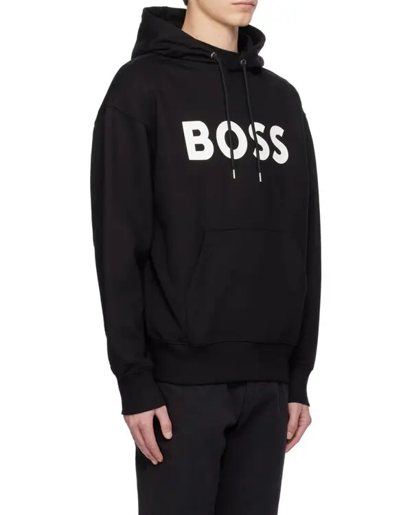 Hugo Boss Logo Print Drawstring Hoodie - Black
