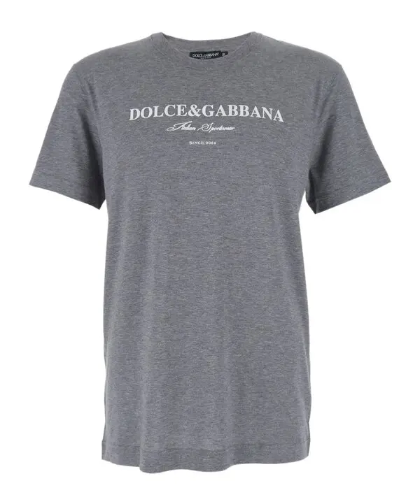 Dolce & Gabbana Dolce Gabbana Logo Printed Crewneck T-shirt - Gray