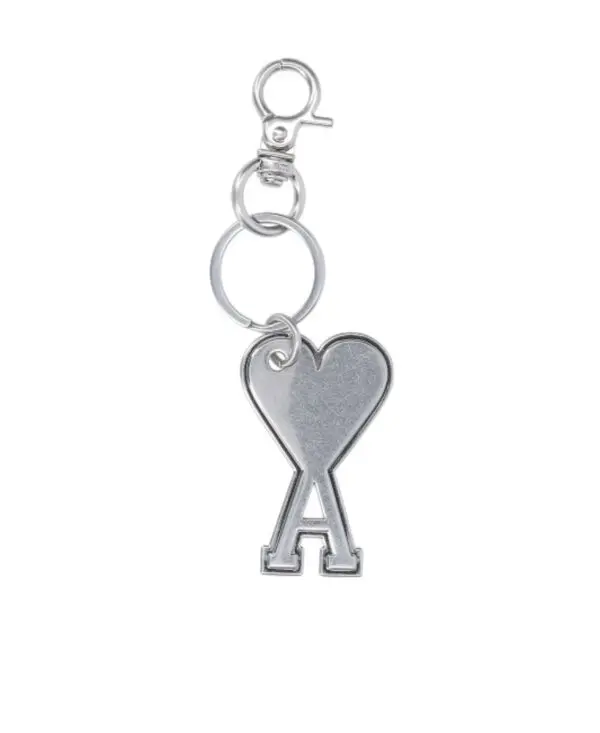 Ami Metallic Logo-charm Keyring - Gray