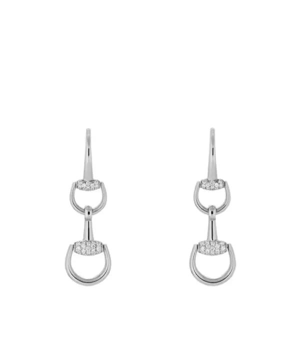 Gucci Horsebit Diamond Drop Earrings - Gray